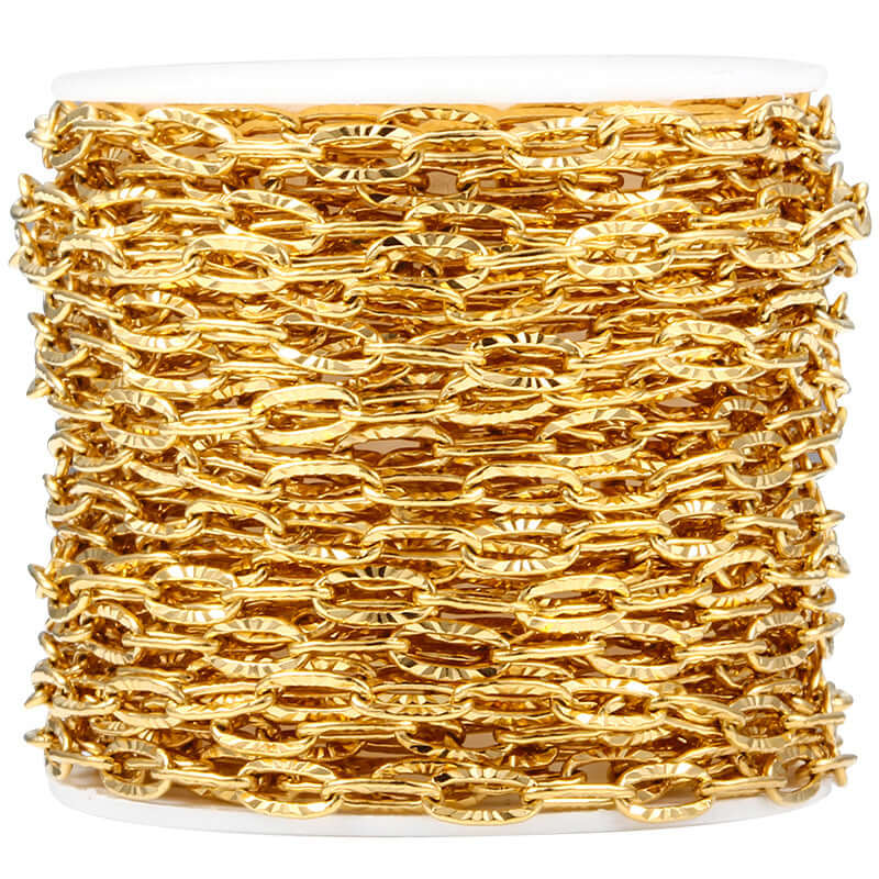 Paperclip Chain with Texture - 3.5mm No Fade Waterproof Gold