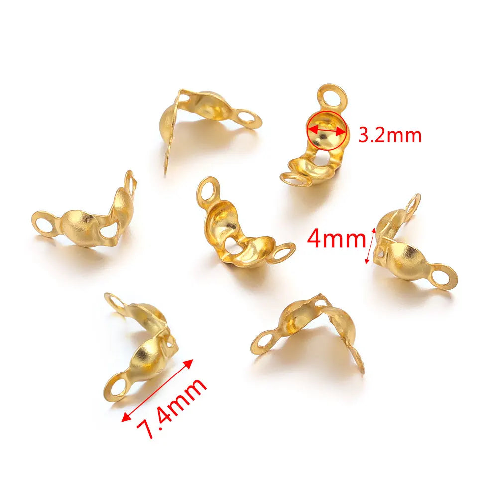Clamshell Bead Tip End Cap 3.2mm in No Fade Gold - Per Piece