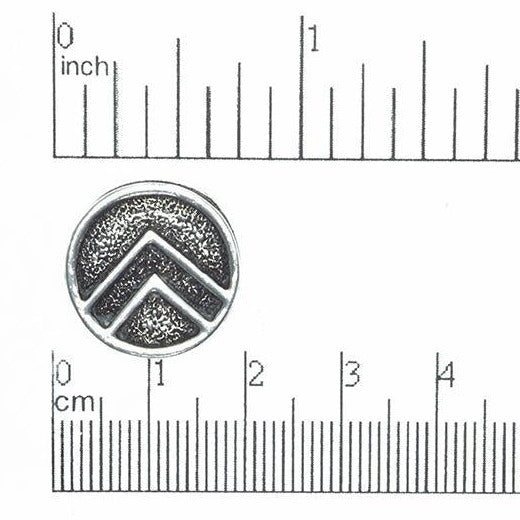 18mm Upward Chevron Button - Solid Pewter Design
