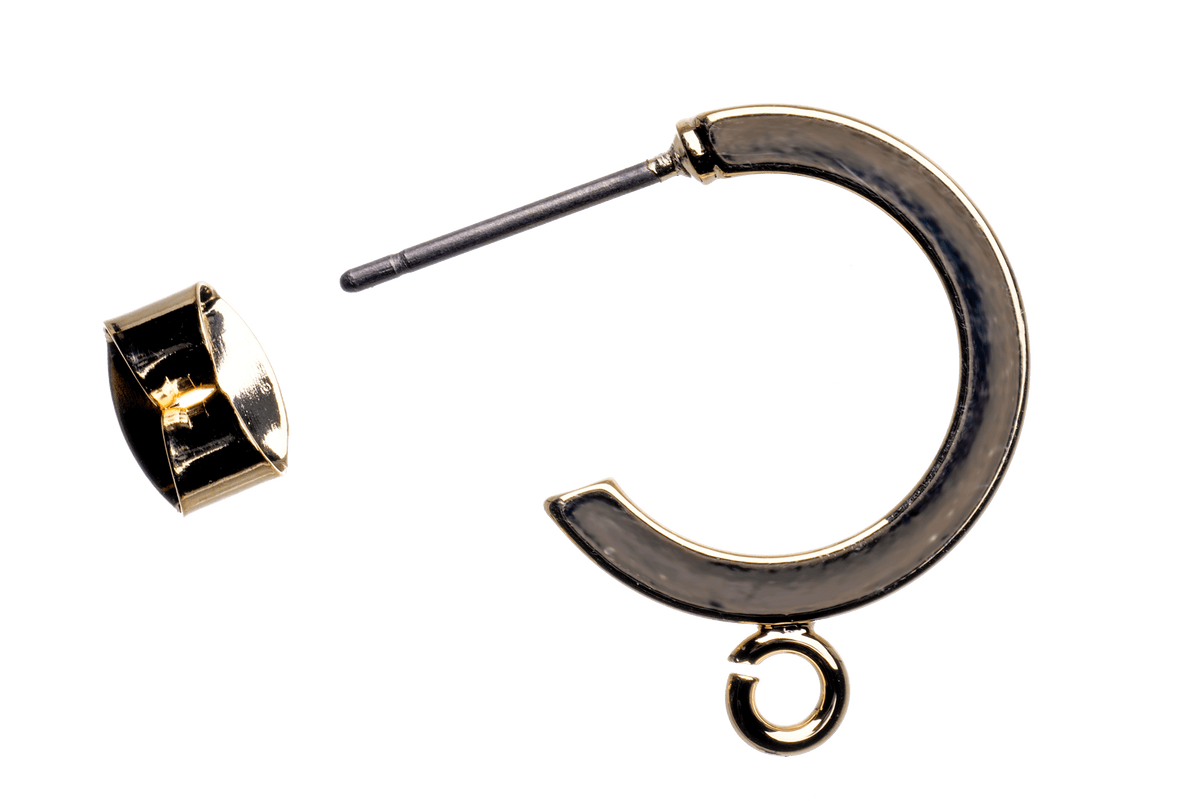 15mm Round Hoop Post Earring with Loop and Earnut