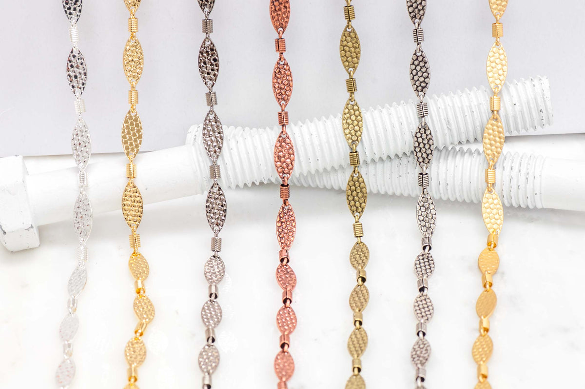 15mm x 6mm Bumpy Oval Spring Link Brass Chain - Ch-911