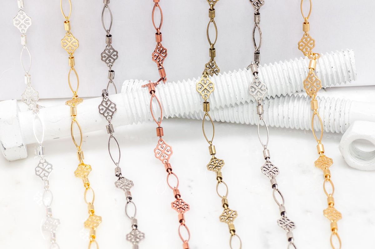 8mm Filigree, 4mm Barrel, and 11 x 5mm Eyelet Link Specialty Chain Sol