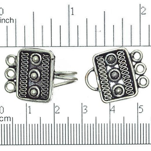3 Circle Rectangle Bali-Style 3-Hole Copper Clasp - CL/CS441